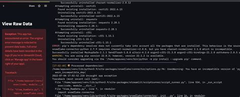 unable to deploy streamlit app with snowflake connector python ️