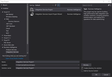 integration services ssis projects and solutions sql server