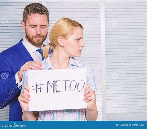 Woman Showing A Note With The Text Me Too Sexual Harassment At Work