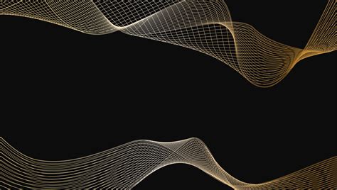 abstract of shiny gold luxury wave line art design element on black