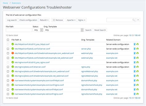 plesk webserver configuration troubleshooter plesk help