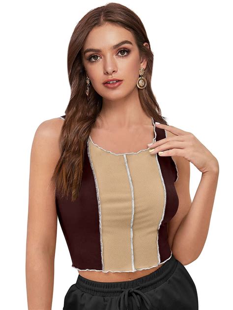 Buy Odette Colourblocked Fitted Crop Top Tops For Women 28300258 Myntra