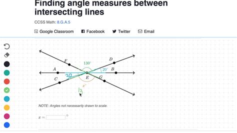 Khan Finding Angle Measures Between Intersecting Lines Youtube