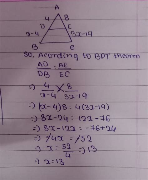 In The Given Figure If De Bc Then X Is Equal To
