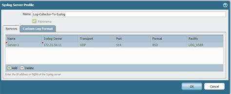 log forwarding syslog profile