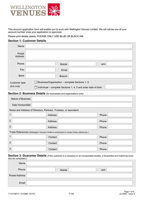 Account Application Form Template Word Sampletemplate