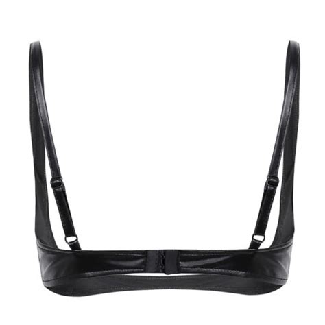 Women Sexy Leather Bra Tops Nipple Open Bust Cupless Lingerie Bralette