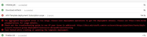 azure data factory error on adf release pipeline the aggregated