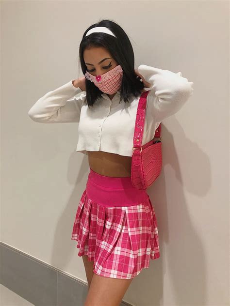 Y2k Plaid Pleated Skirt Pearls Baguette Bag Cardigan Pink Pastel