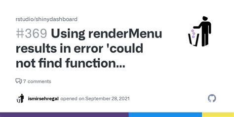 using rendermenu results in error could not find function get quosure