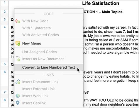 line numbers in text documents maxqda the art of data analysis