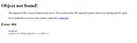xampp object not found the requested url was not found on this