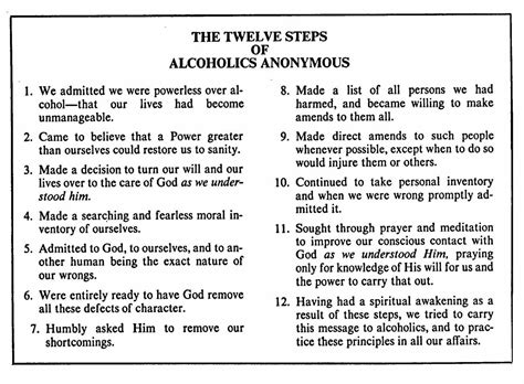 Aa 12 Steps List Printable