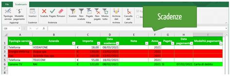 scadenzario excel gestione scadenze excel excel per tutti