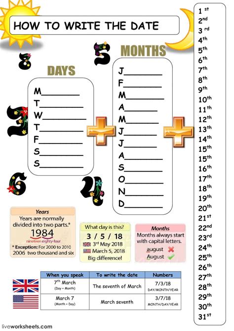 say the date interactive worksheet