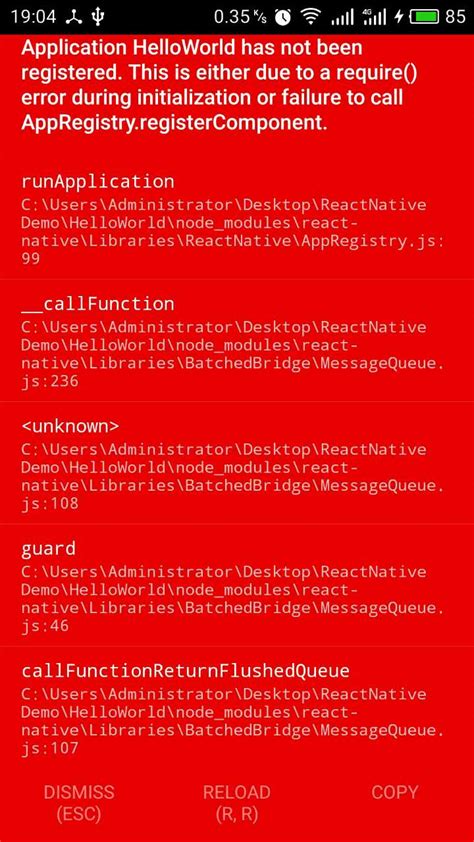 react native坑：invariant violation application 项目名 has not been