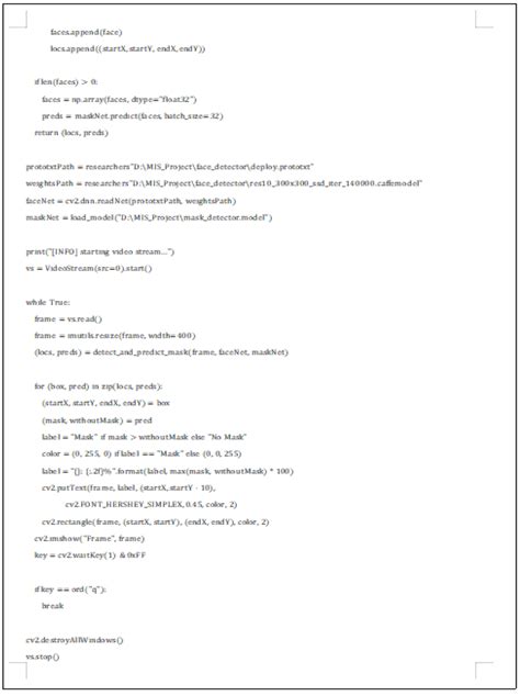 development of a face mask detection software using artificial
