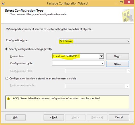 implementing sql server package configuration in sql server integration