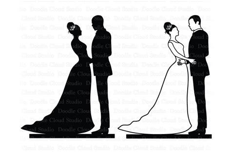 Wedding Cake Topper Bride And Groom Svg Black Couple 311930 Cut