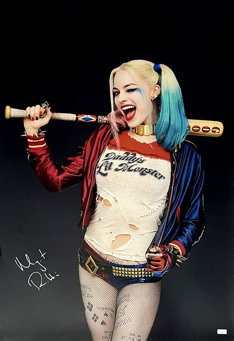 Margot Robbie Autographed Suicide Squad Harley Quinn With Bat 20x30 Photo