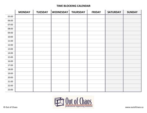 Free Printable Time Blocking Templates [pdf Word Excel] Daily