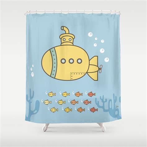 Yellow Submarine Shower Curtain By Brenda Figueroa Illustration Society6