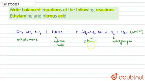 Write Balanced Equations Of The Following Reactions Ethylamine And