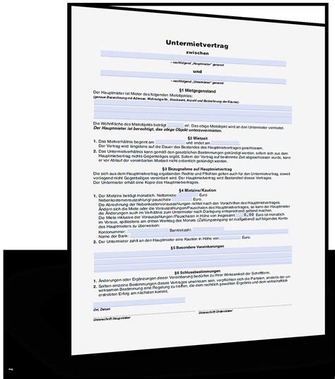 Einfacher Untermietvertrag Zum Ausdrucken Gratis