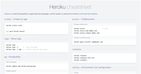 heroku cheatsheet