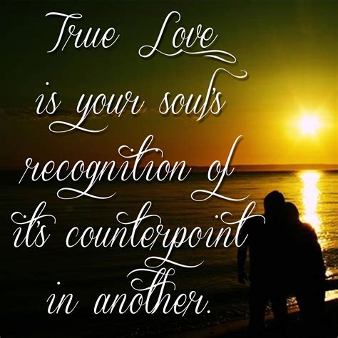 Two People Standing On The Beach At Sunset With A Quote About True Love
