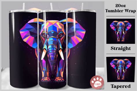 Elephant Neon Tumbler Wrap Graphic By Luna Art Design · Creative Fabrica