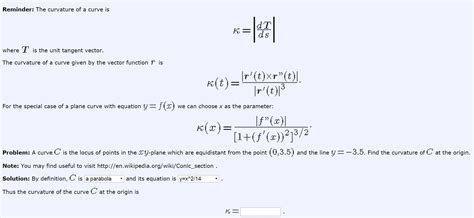 solved the curvature of a curve is k dt ds where t i