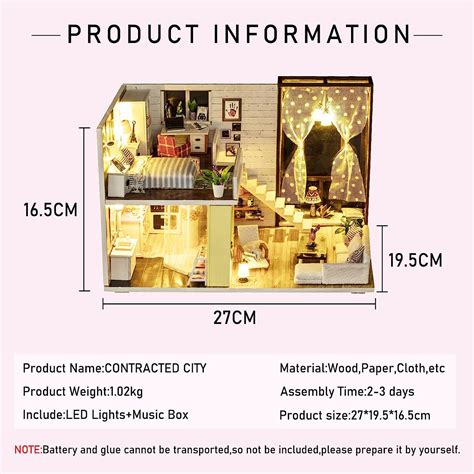Cuteroom Diy Dolls House Kit Miniature Dolls House Kit With Furniture