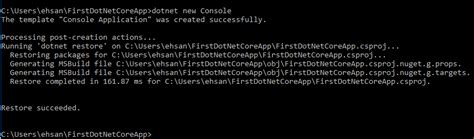 core 2 0 creating first console application using command prompt
