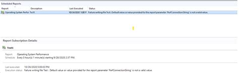 scom scheduled reports fail with perfconnectionstring or