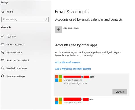 remove microsoft account in accounts used by other apps microsoft