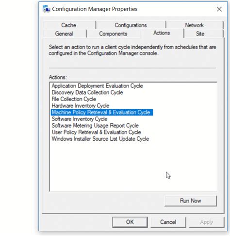 run configuration manager client actions from the systray syst and deploy
