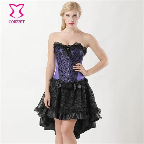 Buy Corzzet Vintage Purple Satin Overbust Corset Dress