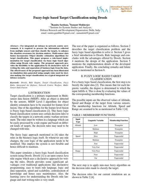 fuzzy logic based target classification using drools classificação