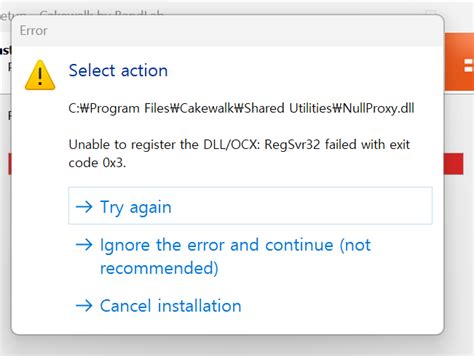 new installation error dewire dll unable to register the dll ocx