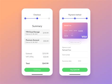 credit card checkout — daily ui 2 by sebastian appel on dribbble