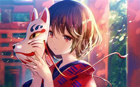 Hd Wallpaper Anime Anime Girls Brunette Short Hair Brown Eyes