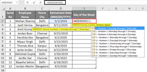 weekday formula in excel how to use weekday formula in excel
