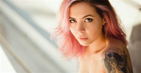 Wallpaper Women Face Portrait Tattoo Nose Rings Dyed Hair