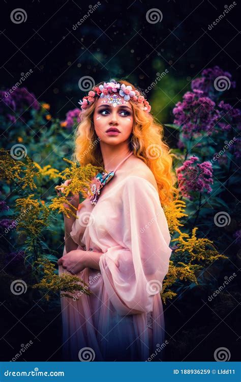 A Fantasy Fairy Nymph Red Hair Witch Elf Stock Image Image Of