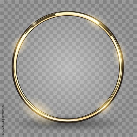 Gold Ring Golden Metal Circle Shiny Metallica Rounded Frame Isolated