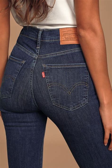 Mile High Dark Wash High Rise Skinny Jeans Jeans Outfit Women Levi
