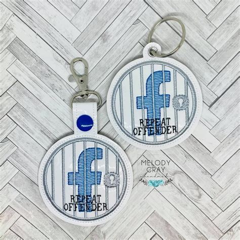 Fb Jail Snap Tab Eyelet Keyfob Embroidery Design Digital File Sew