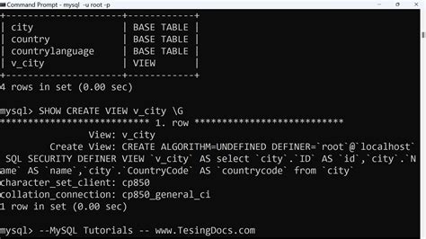 Mysql Show Create View Statement