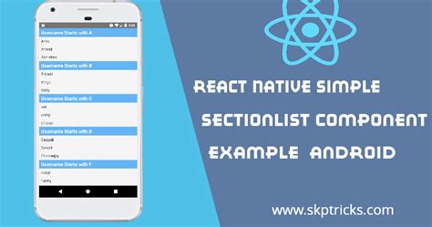 react native simple sectionlist component example android skptricks
